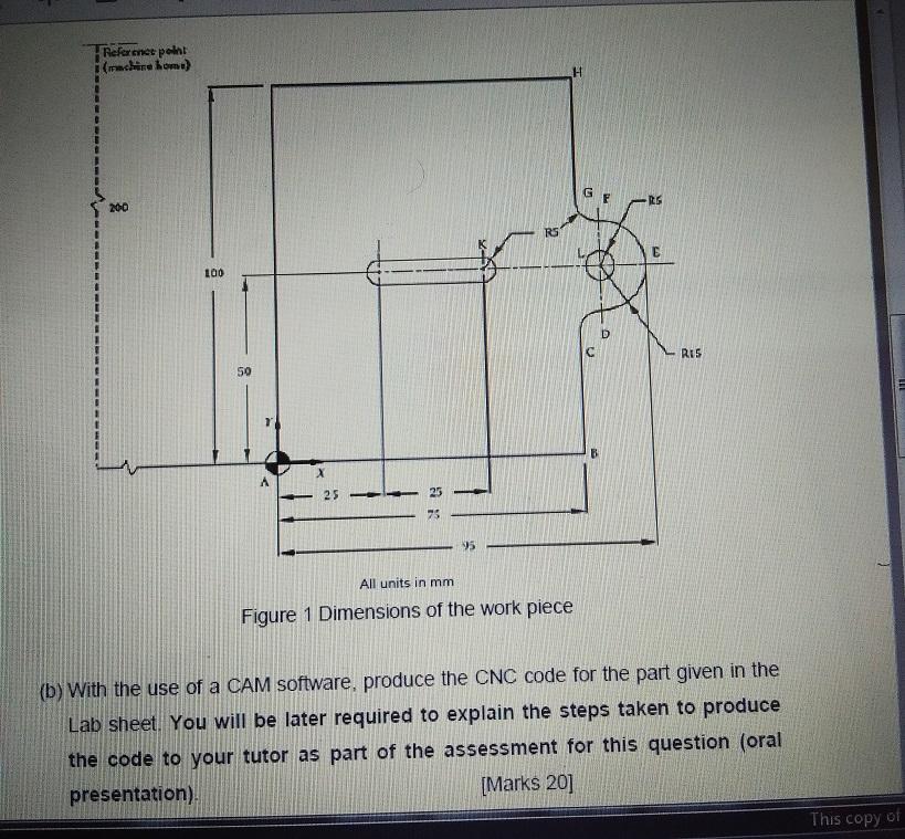 All units in mm Figure 1 Dimensions of the work piece | Chegg.com