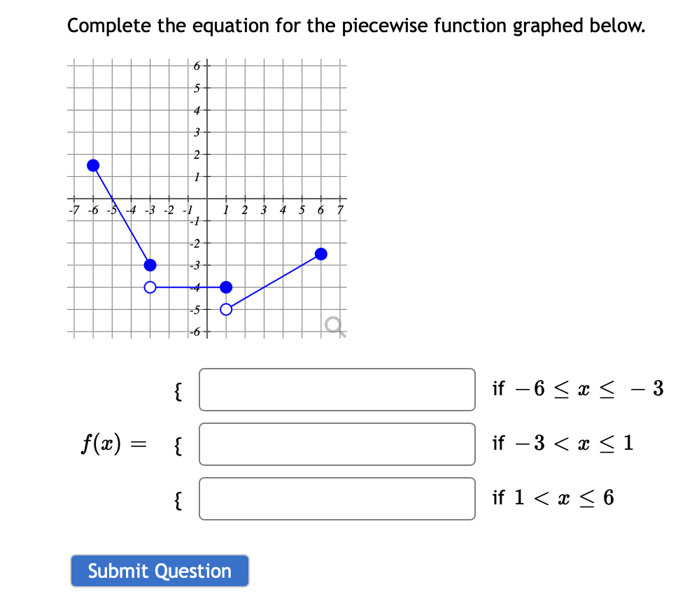 Solved Given the function f(x)={−1x2+6−2x2+6x