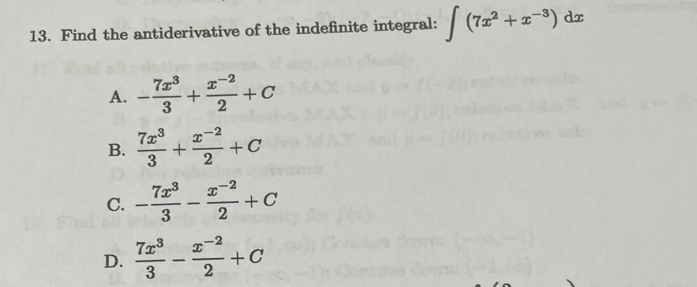 Solved 13. Find the antiderivative of the indefinite | Chegg.com