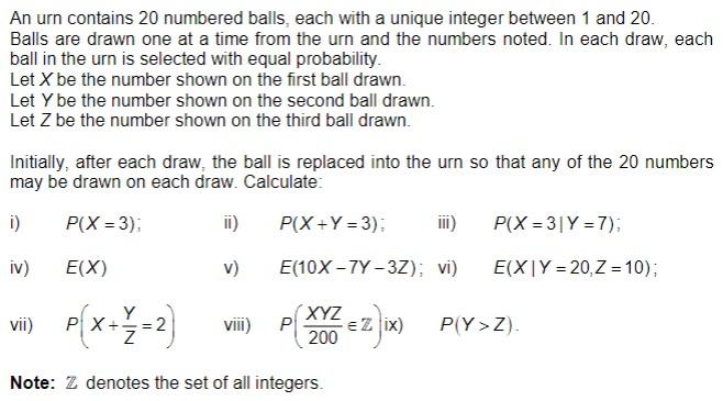 Solved An urn contains 20 numbered balls, each with a unique | Chegg.com