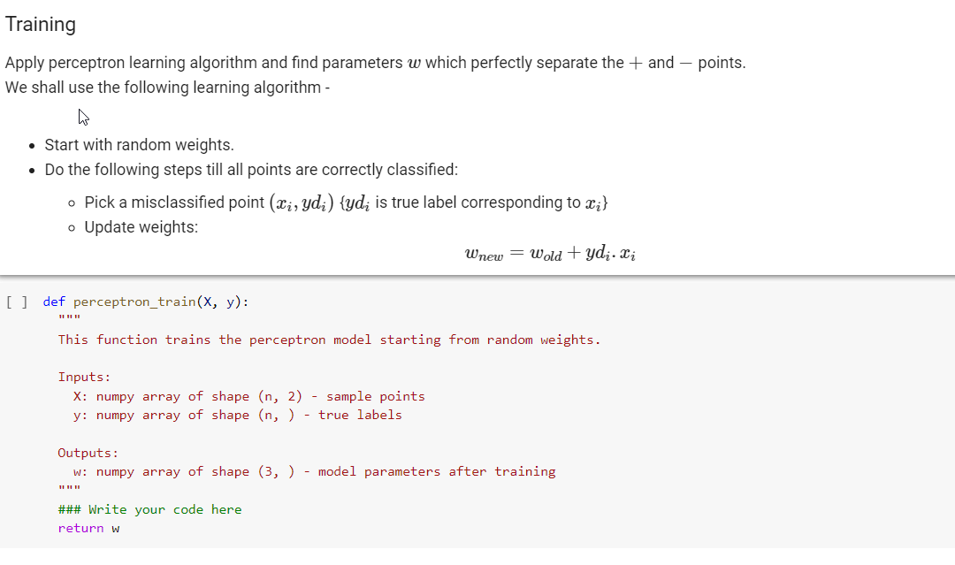 Training Apply perceptron learning algorithm and find | Chegg.com
