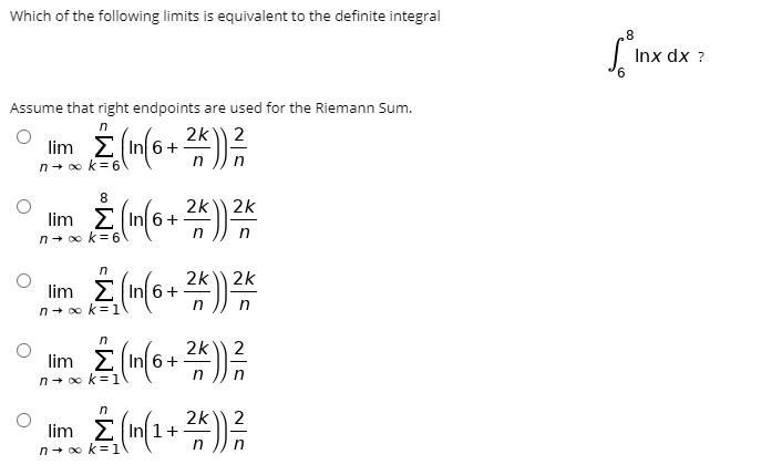 Solved Which of the following limits is equivalent to the | Chegg.com