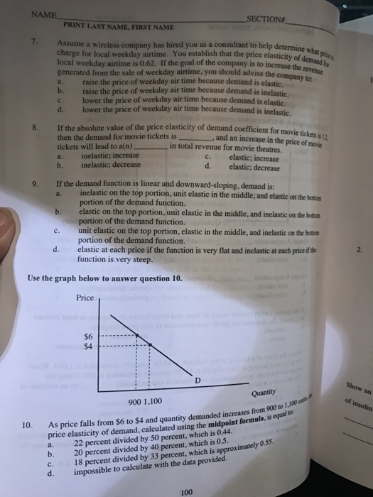 Solved NAME SECTION# PRINT LAST NAME, FIRST NAME Assume a | Chegg.com