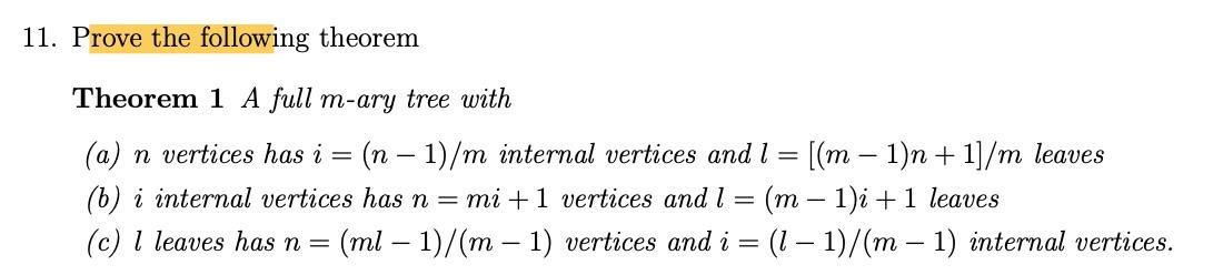 Solved Prove the following theorem Theorem 1 A full m-ary | Chegg.com