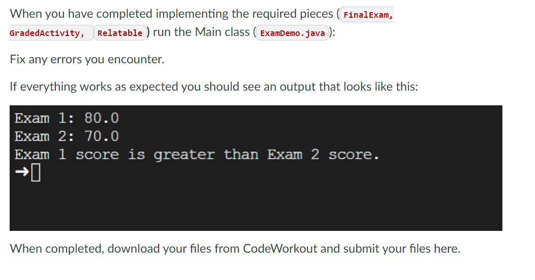 Solved public class ExamDemo { @param args the command line | Chegg.com