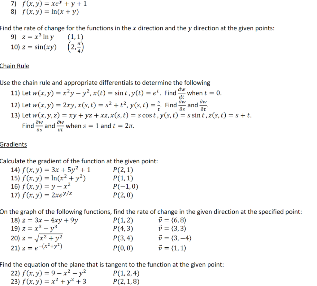 Solved f(x, y) = xe* + y + 1 f(x,y)=ln(x+ y) 7) 8) Find the | Chegg.com