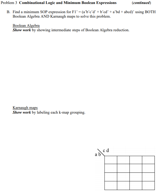 Solved Problem 3 Combinational Logic And Minimum Boolean 1729