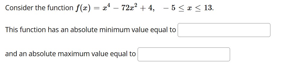 Solved Consider the function \\( f(x)=x^{4}-72 x^{2}+4, | Chegg.com
