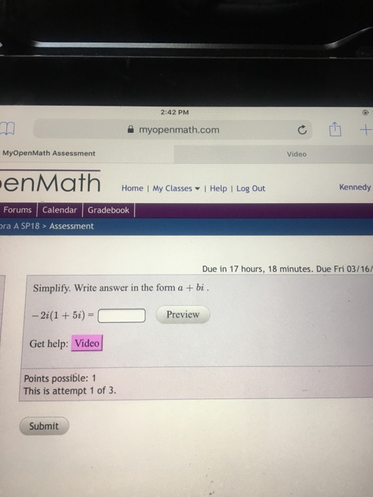 Solved 2:42 PM 슬 myopenmath.com 山+ MyOpenMath Assessment | Chegg.com