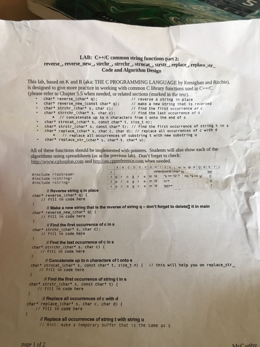 Solved Lab C C Common String Functions Part 2 Reverse