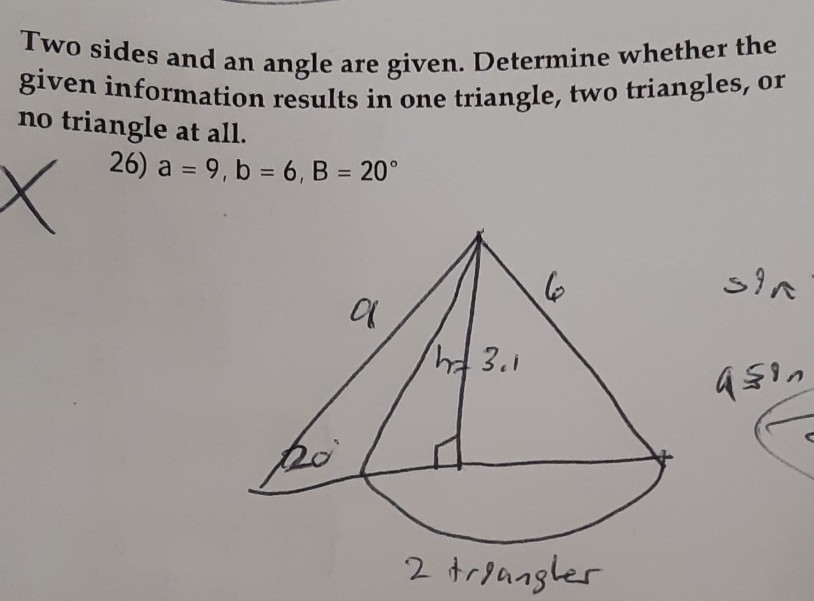Solved Two sides and an angle are given. Determine whether | Chegg.com