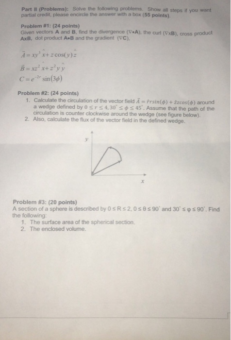 Solved Part Il (Problems): Solve the following problems. | Chegg.com