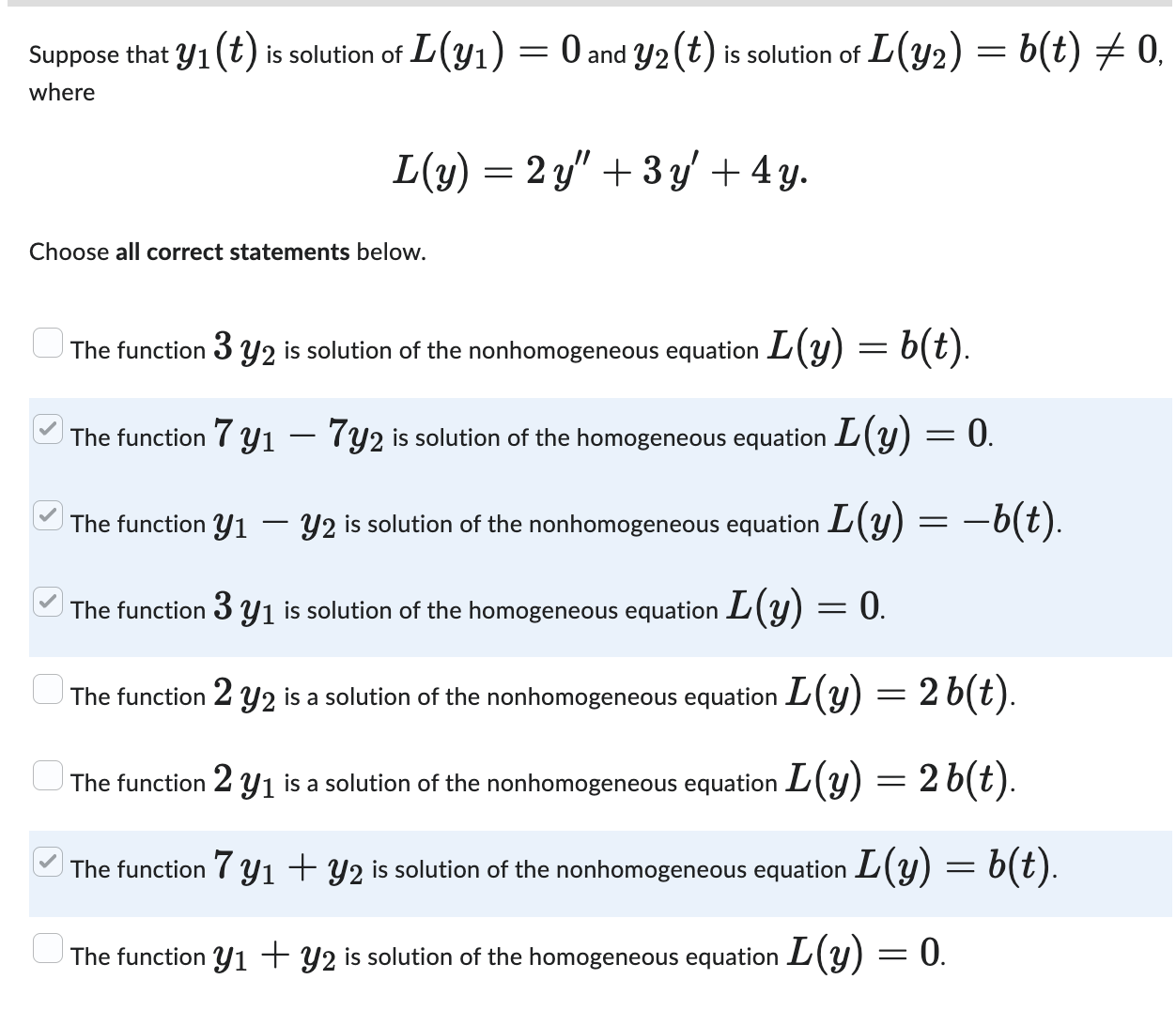Solved Suppose that y1(t) is solution of L(y1)=0 and y2(t) | Chegg.com