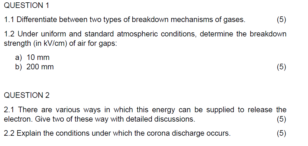 Solved 1.1 Differentiate between two types of breakdown | Chegg.com