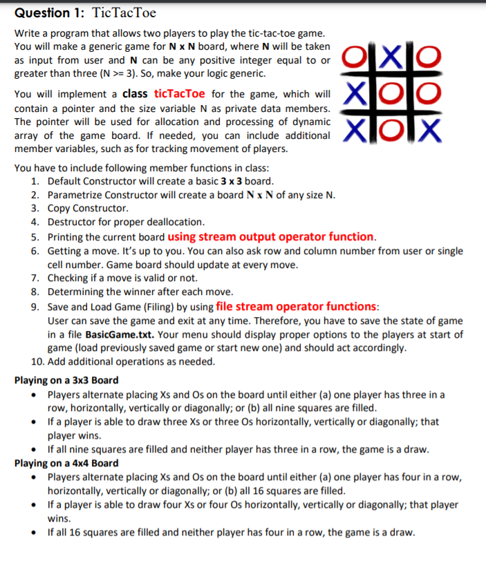 Solved Question 1: Tic Tac Toe Write a program that allows | Chegg.com