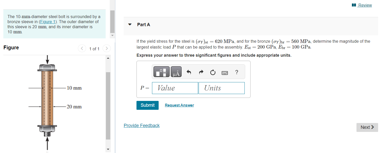 Solved The 10-mm-diameter steel bolt is surrounded by a | Chegg.com