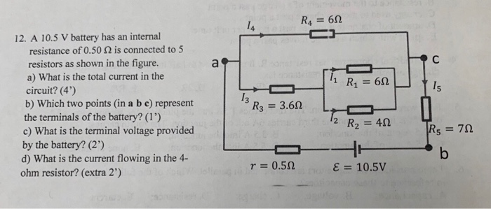 Solved 12. A 10.5 V battery has an internal resistance of | Chegg.com