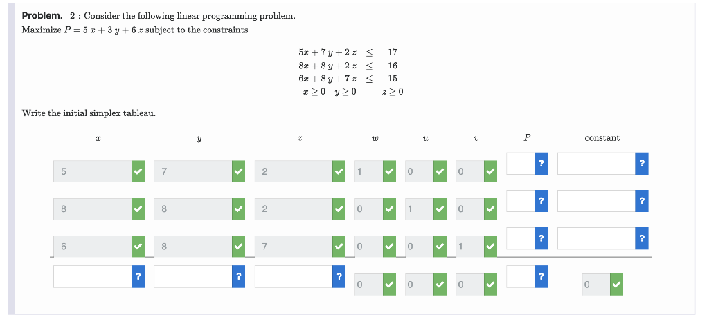 Solved Problem. 2 : Consider the following linear | Chegg.com