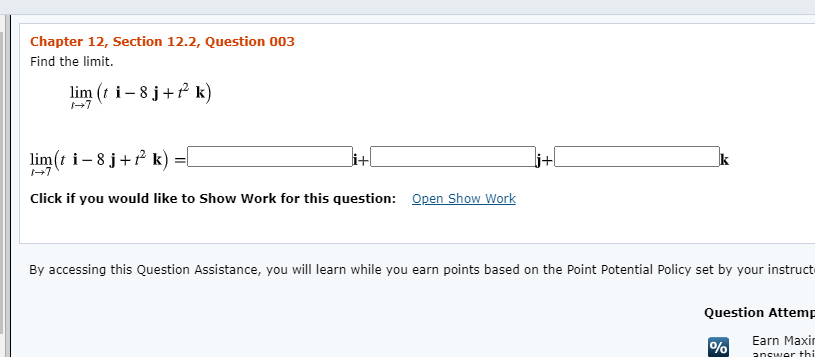 Solved Chapter 12, Section 12.2, Question 003 Find the | Chegg.com