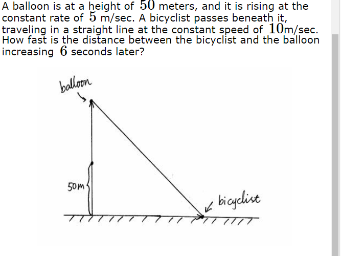 Solved A balloon is at a height of 50 meters, and it is | Chegg.com