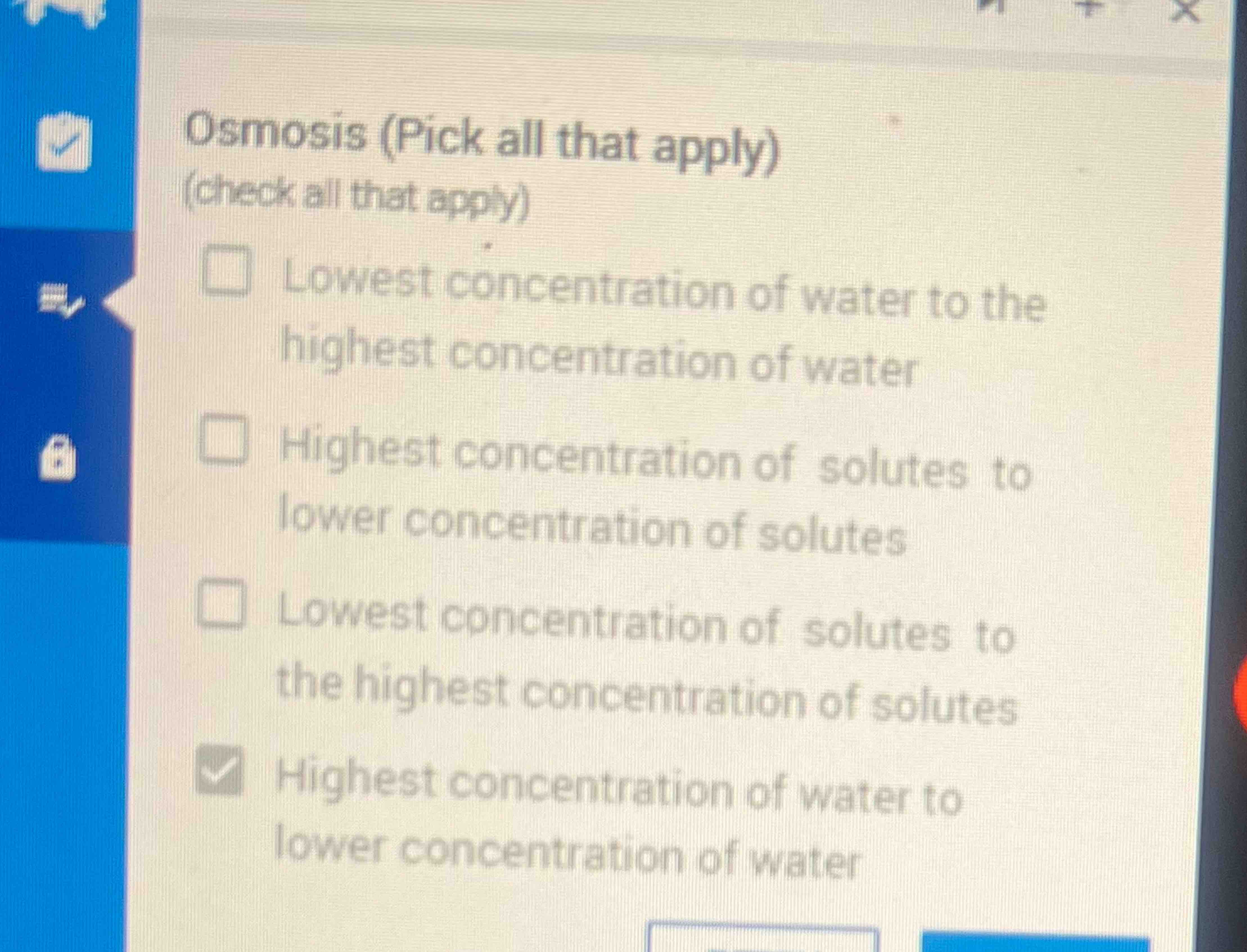 Solved Osmosis (Pick all that apply)(check all that | Chegg.com