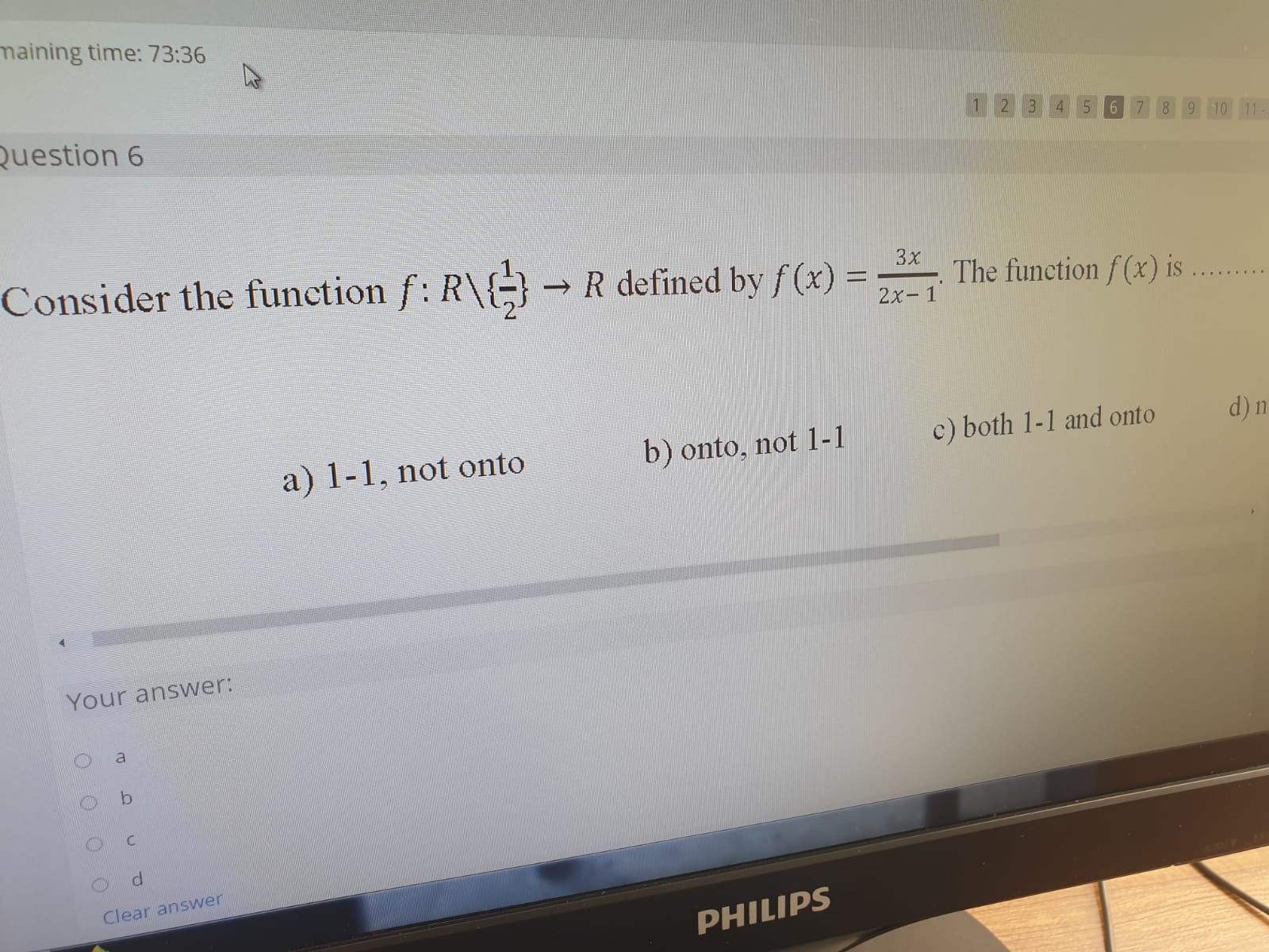Solved maining time: 73:36 12 3 4 6 7 8 9 10 11 - Question 6 | Chegg.com