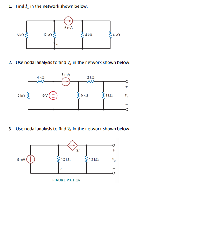 Solved 1. Find I1 in the network shown below. 2. Use nodal | Chegg.com