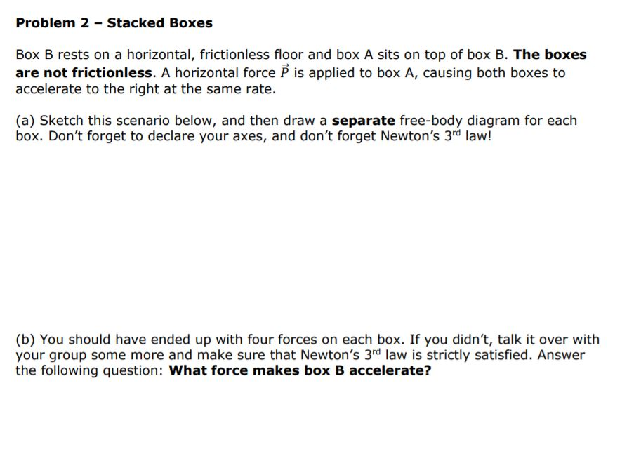 Solved Problem 2 - Stacked Boxes Box B rests on a | Chegg.com