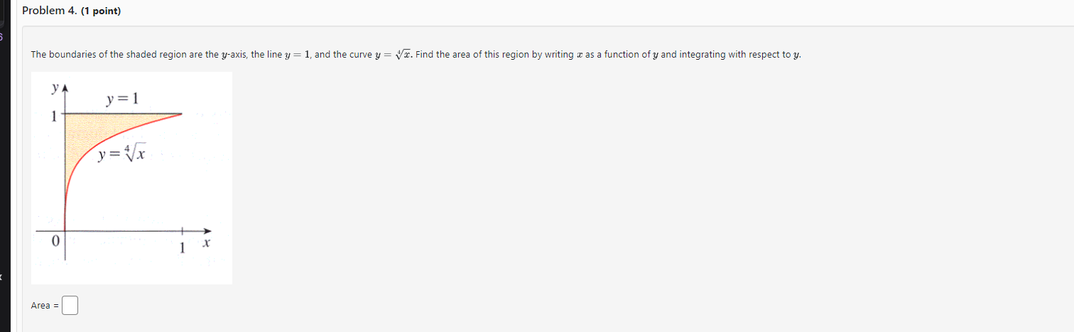 Solved y=1, and the curve y=4x | Chegg.com Solved y=1, and the curve y=4x | Chegg.com