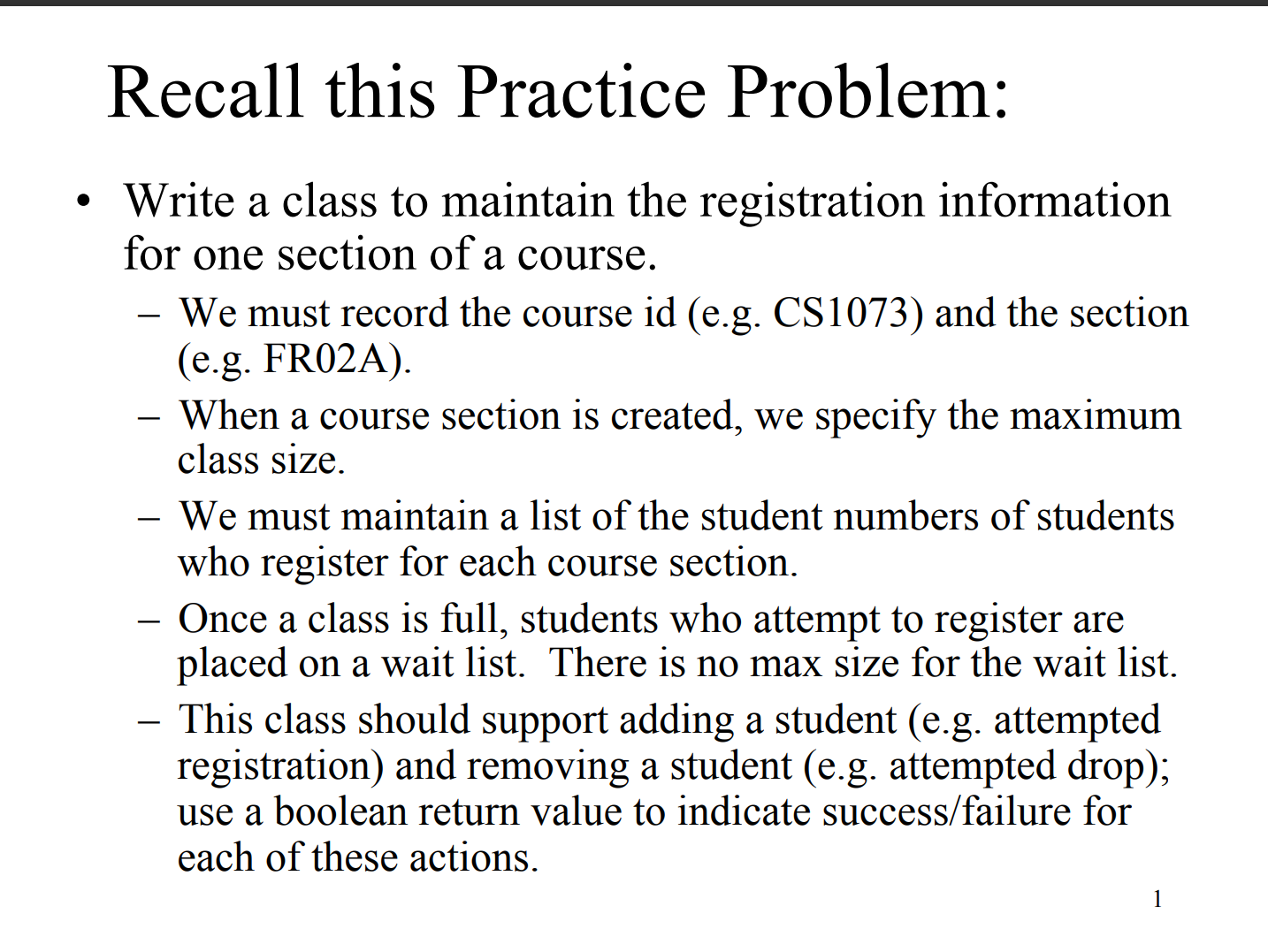 Solved Recall this Practice Problem: - Write a class to | Chegg.com