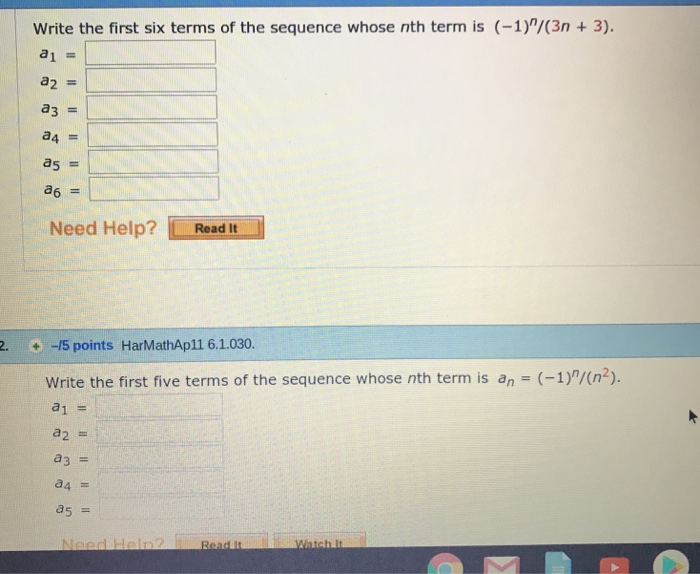 Solved Write the first six terms of the sequence whose nth | Chegg.com