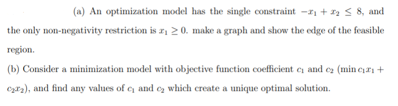 Solved (a) An optimization model has the single constraint | Chegg.com