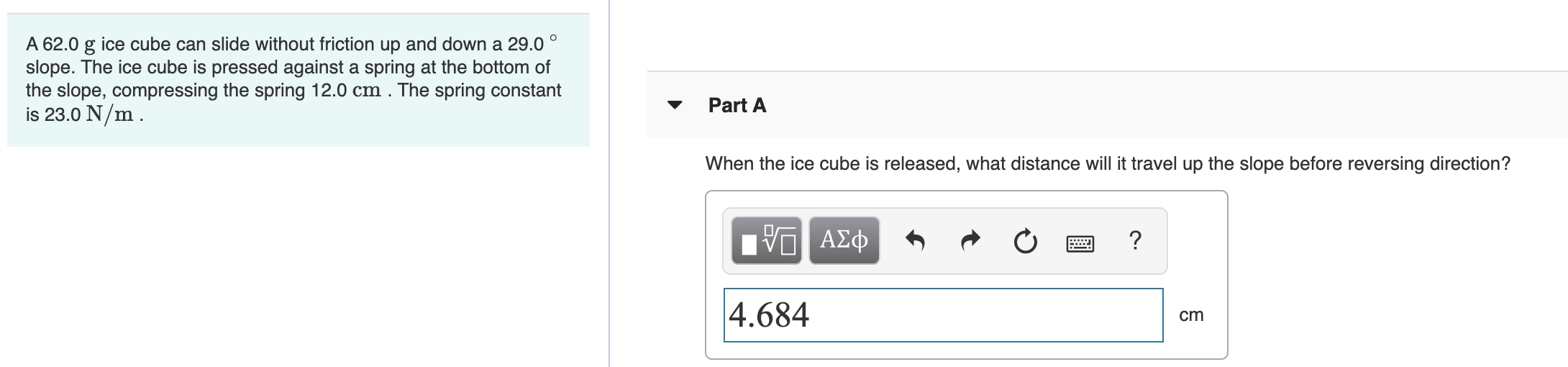 Solved A 62.0 g ice cube can slide without friction up and | Chegg.com