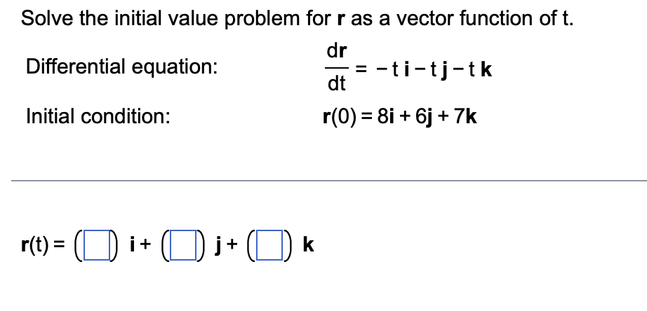 Solved Solve the initial value problem for r as a vector | Chegg.com