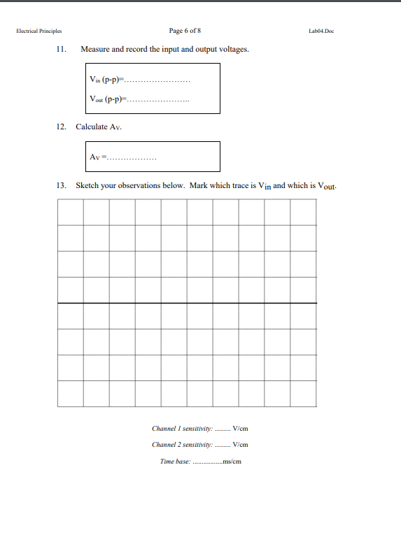 Solved Electrical Principles Page 5 of 8 Lab04. Doc 15V 15 V | Chegg.com