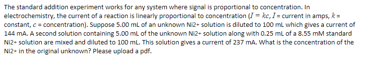 Solved Standard addition problem, please help | Chegg.com