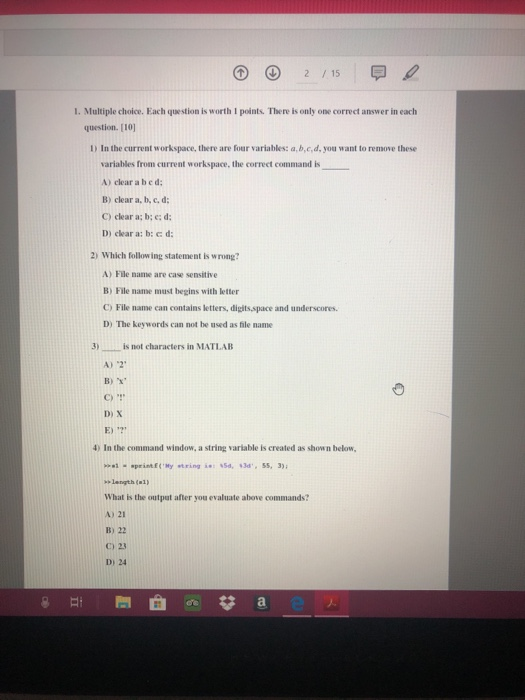 Solved 1. Multiple choice. Each question is worth I points. | Chegg.com