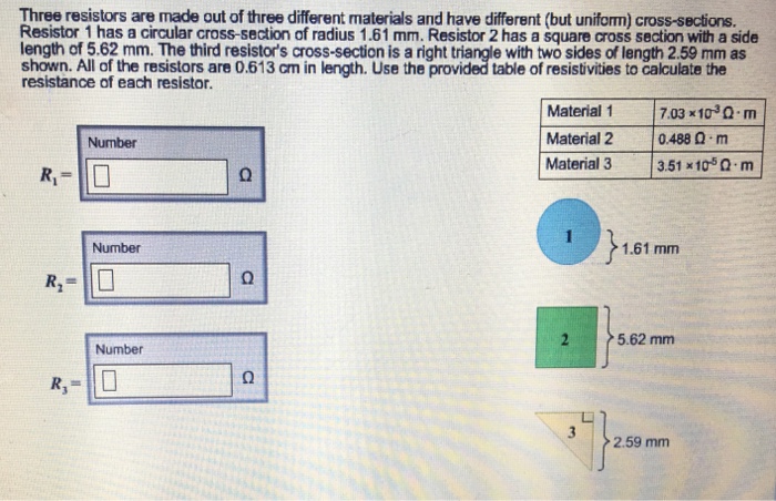 Solved Three resistors are made out of three different | Chegg.com
