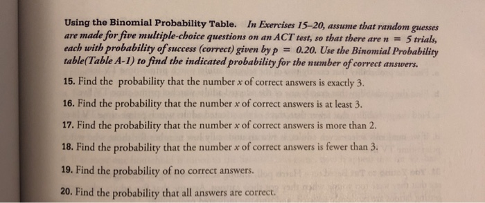 Solved Using the Binomial Probability Table. In Exercises | Chegg.com