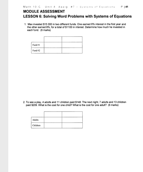 Solved MODULE ASSESSMENT LESSON 6: Solving Word Problems | Chegg.com