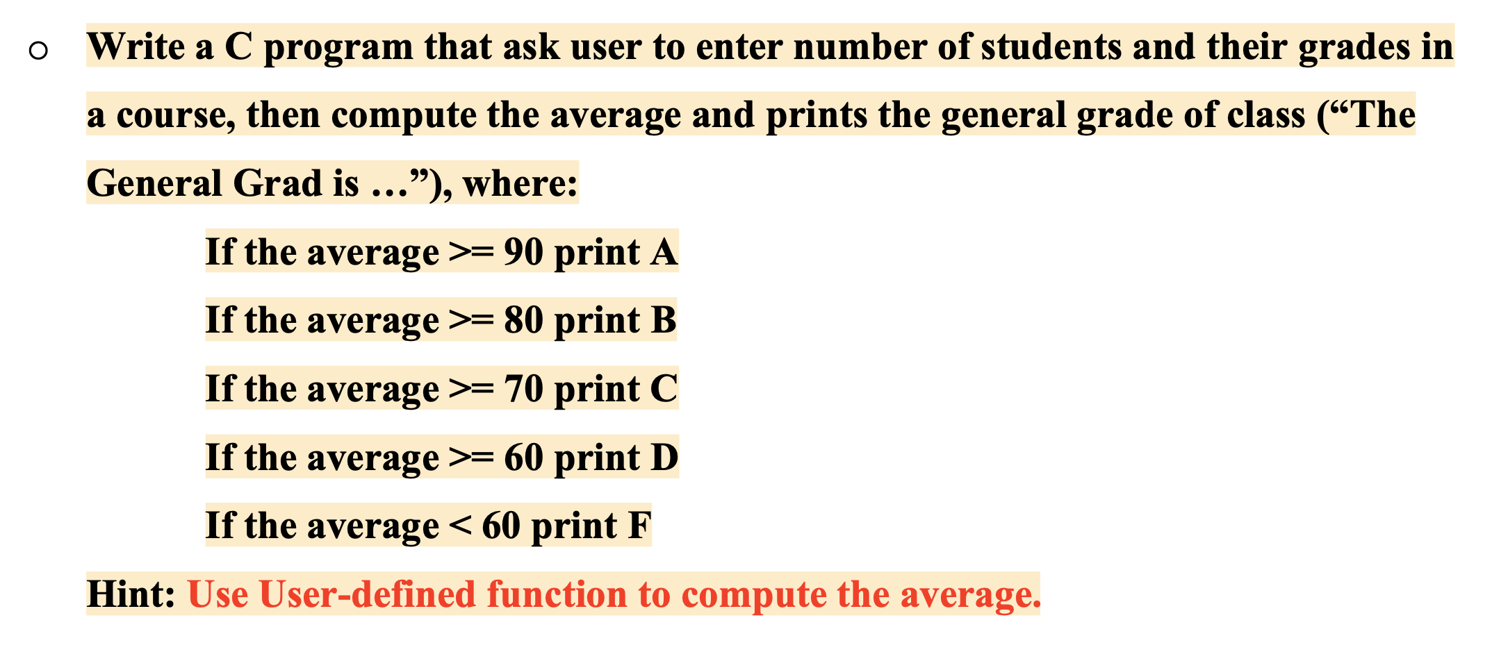 Solved Write a C program that ask user to enter number of | Chegg.com