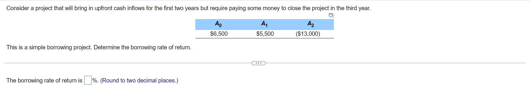 Solved This is a simple borrowing project. Determine the | Chegg.com