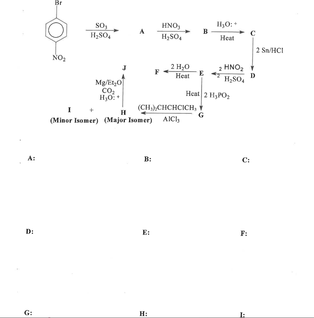 Solved Br H30: + SO3 H2SO4 A HNO3 H2SO4 B с Heat 2 Sn/HCI | Chegg.com