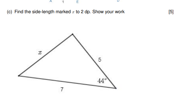 Solved (c) ﻿Find the side-length marked x ﻿to 2dp. ﻿Show | Chegg.com