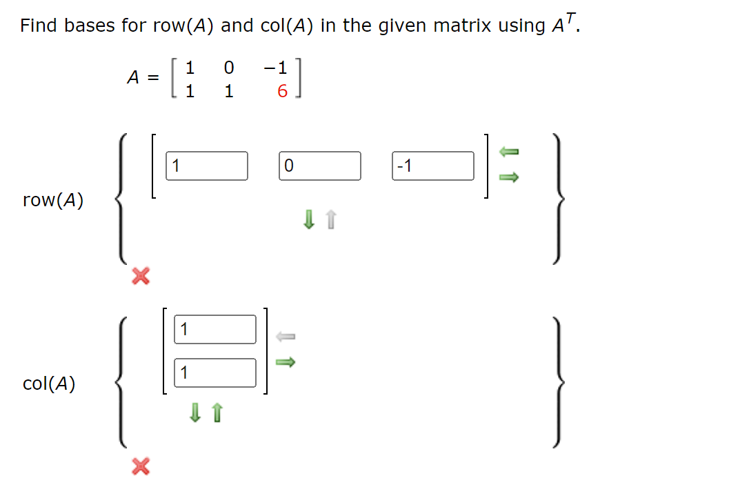 Solved Find bases for row(A) and col(A) in the given matrix | Chegg.com