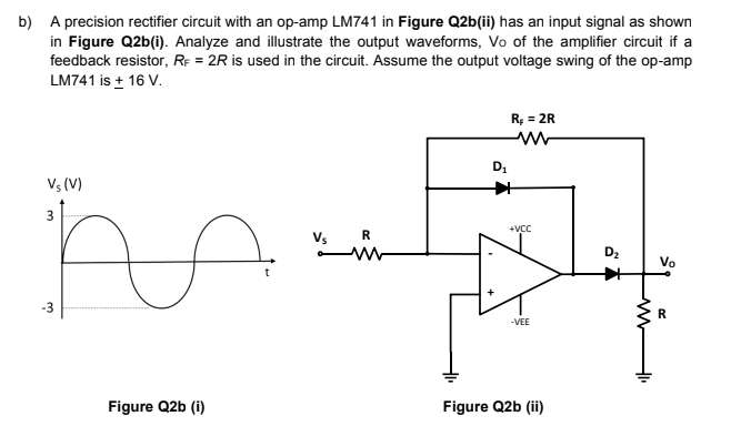 Solved A precision rectifier circuit with an op-amp LM741 in | Chegg.com