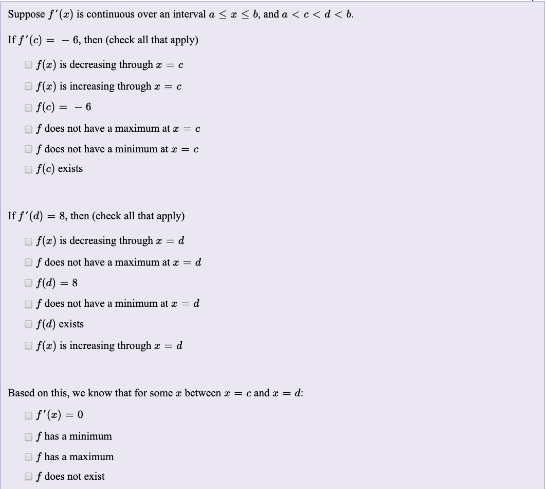 Solved Suppose f'(x) is continuous over an interval a