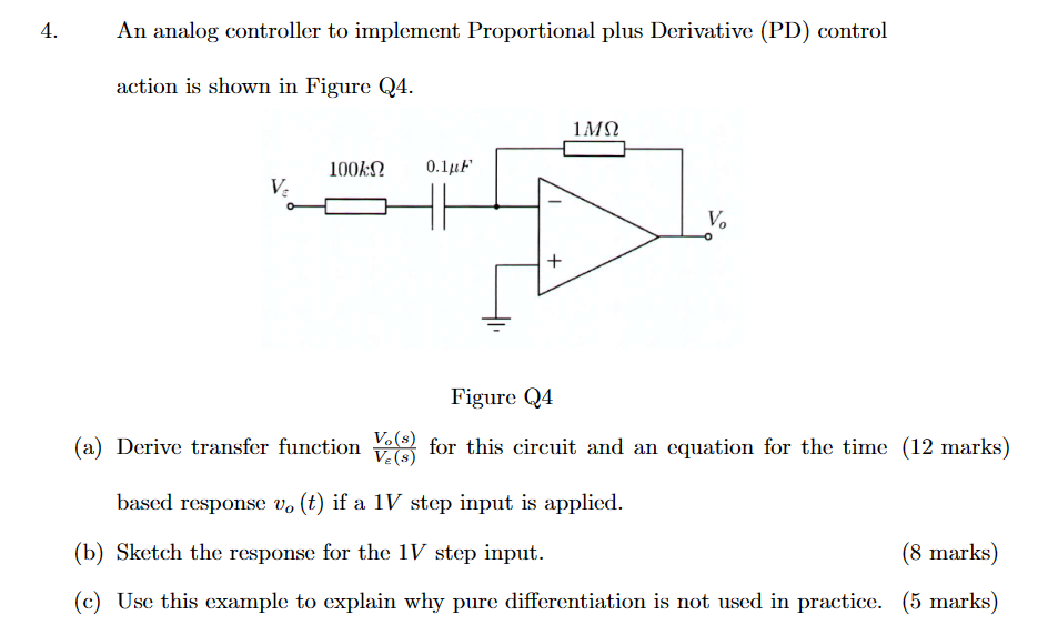 4. An analog controller to implement Proportional | Chegg.com