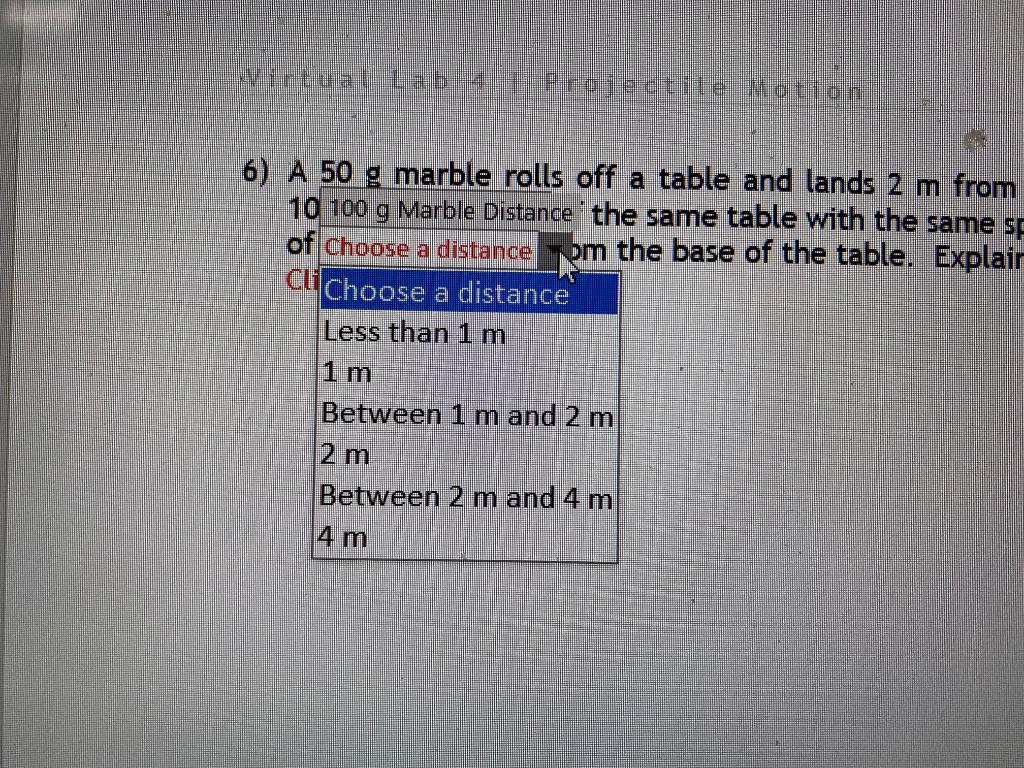 Solved 6) A 50 g marble rolls off a table and lands 2 m from | Chegg.com