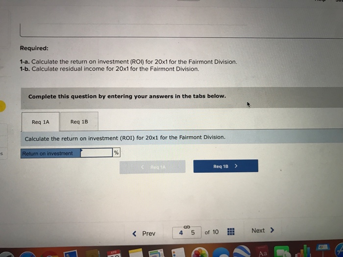 Solved Required 1-a. Calculate the return on investment | Chegg.com